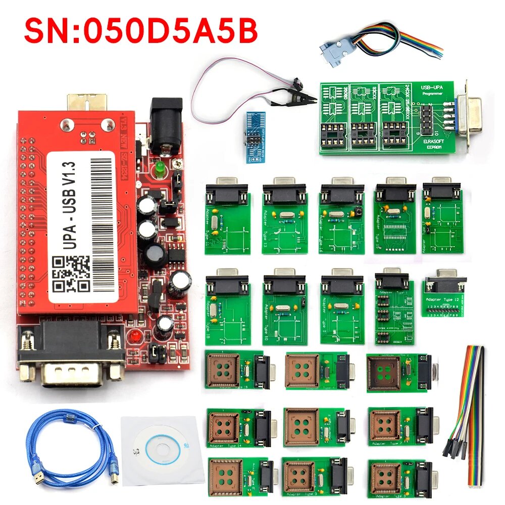 Зарубежные оригинальный UPA USB программист V1.3 с полной Адаптеры для основного блока: UPA-USB 1,3 UPA USB V1.3 ЭБУ чип-тюнинга OBD2 инструмент with all adapters