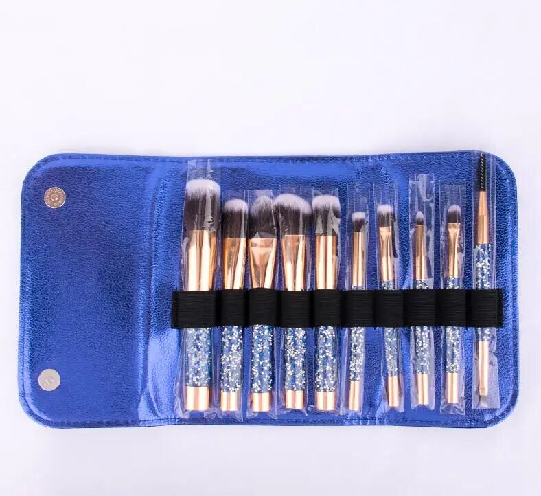 Набор кистей для макияжа Private Label 10 шт blue brush set
