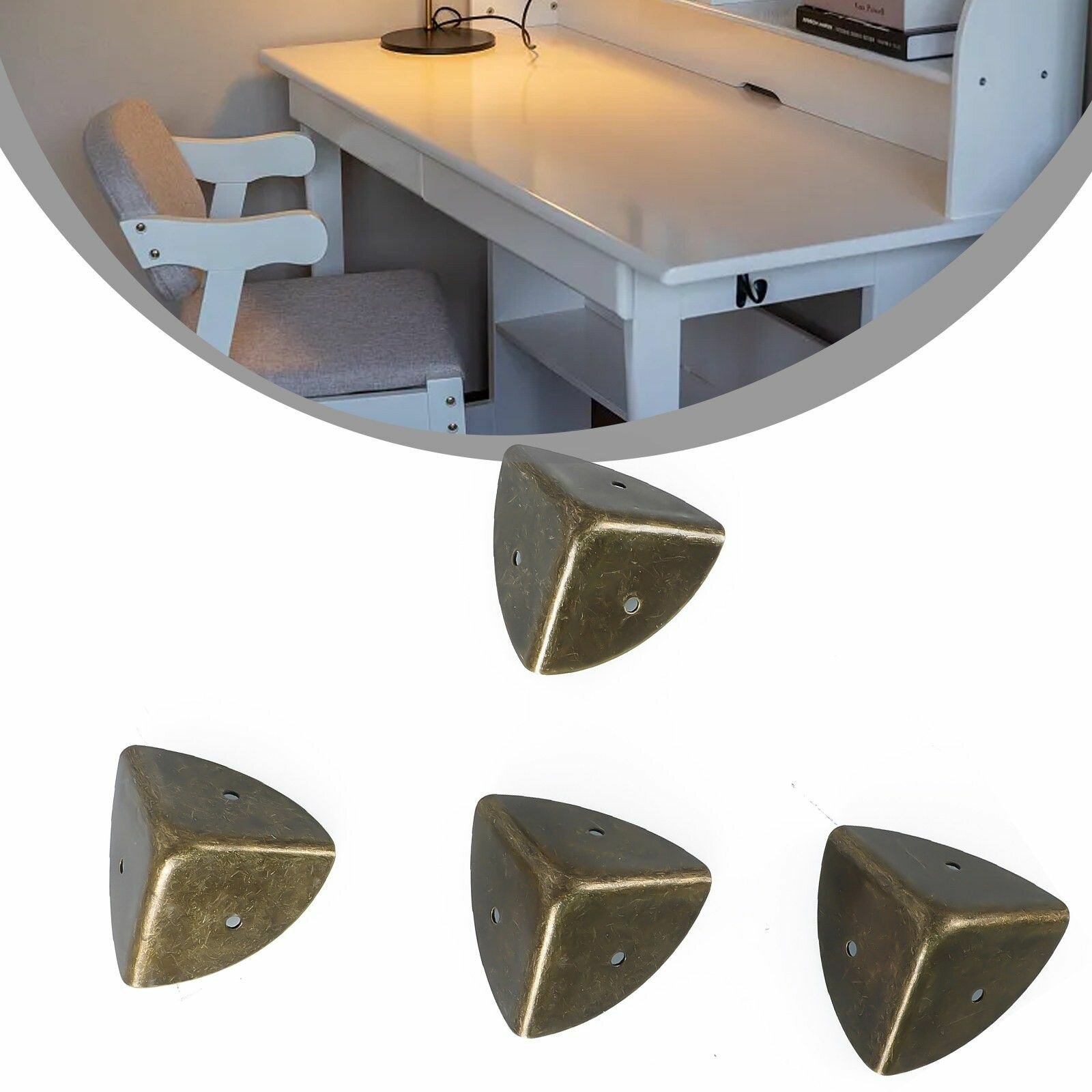 Защитные уголки для коробок 40x40 мм бронза — 4 шт с 12 шурупов для деревянных ящиков, столов, декоративных коробок