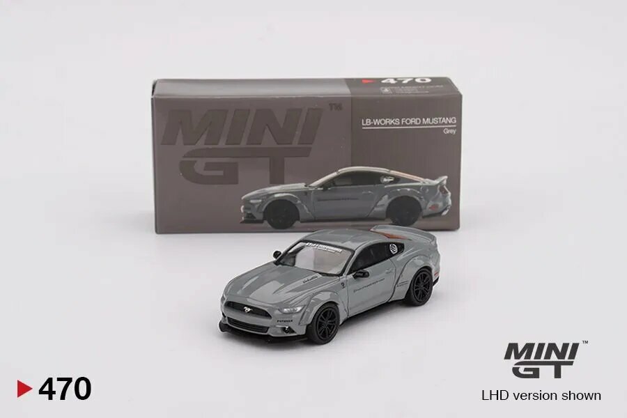 Масштабная модель автомобиля 1/64 MINI GT #470 Ford Mustang GT LB-Works Grey литая модель Alloy Car Model Collection Gift