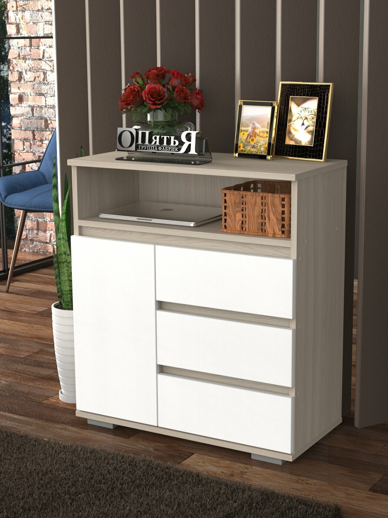 Комод деревянный №16 яшс, белый