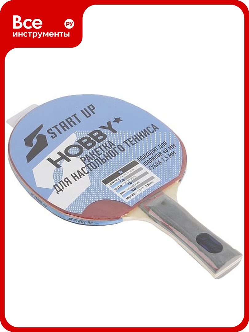 Ракетка для настольного тенниса Start Up Hobby 1Star 9867, 4690222099867 деревянное основание, резиновая накладка