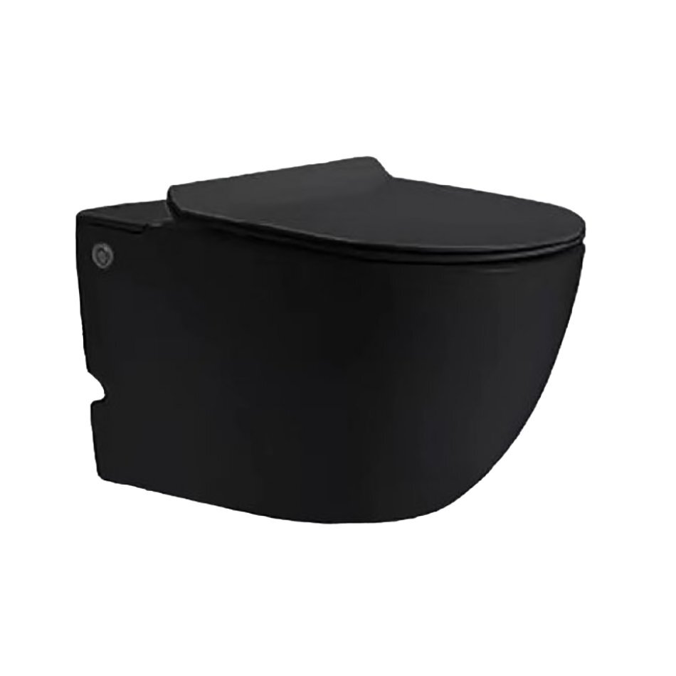 Унитаз подвесной SantiLine Selin SL-5031MB безободковый, с крышкой микролифт, черный матовый