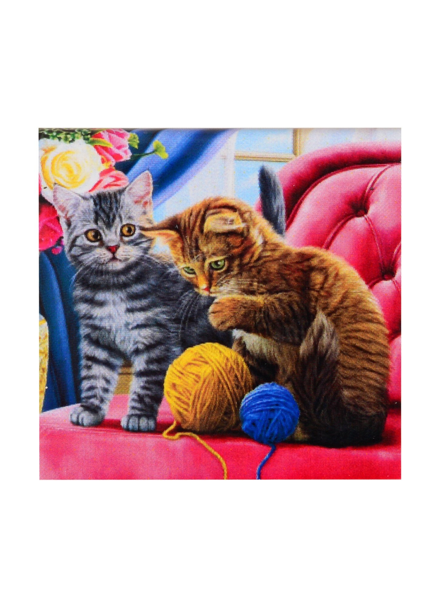 Алмазная мозаика "Играющие с клубками котята", 20 х 20 см, 25 цветов, Рыжий Кот (6+)