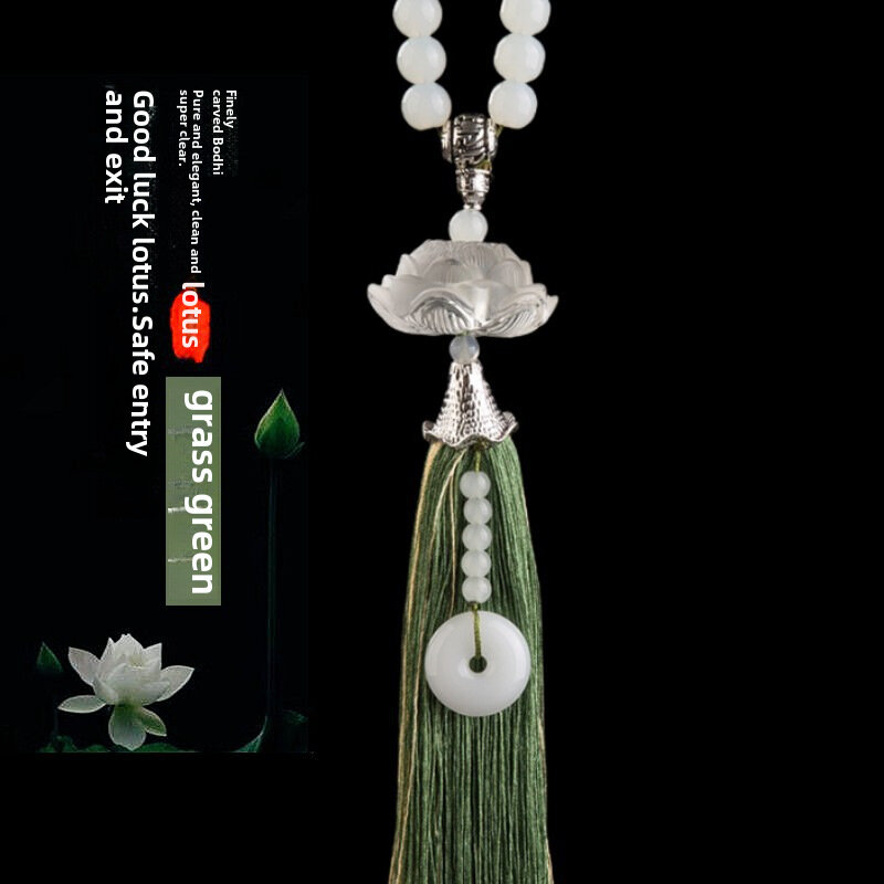 Подвесной светильник Luxury Crystal Lotus, для салона автомобиля, в китайском стиле, травянисто-зеленый