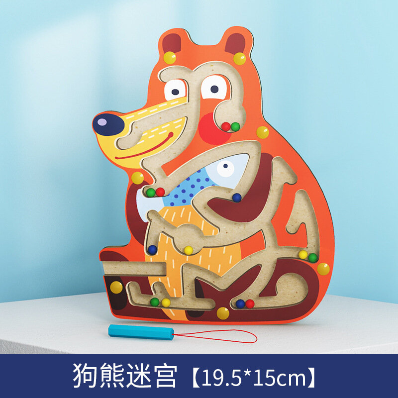 Магнитная ручка-лабиринт "Медвежий лабиринт", для детского сада, деревянная