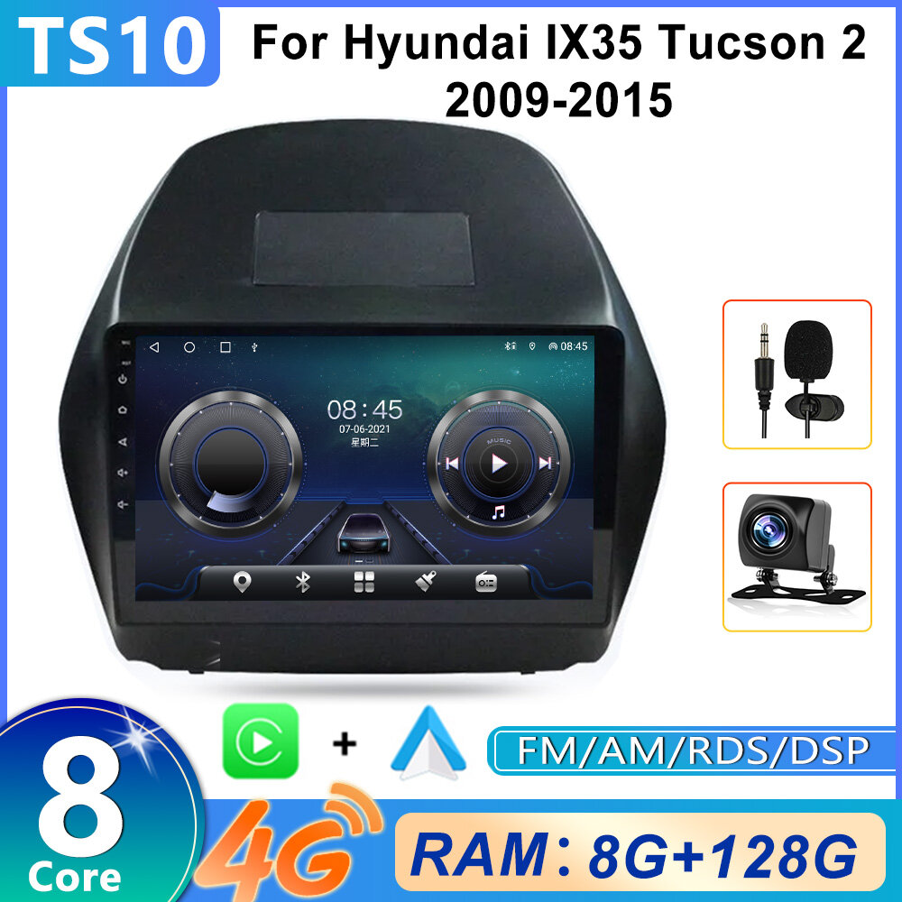 Автомагнитола для Hyundai Tucson ix35 2009-2015 Android Автомобильный радиоплеер для Bluetooth, Wi-Fi, DSP/36-EQ/AM, FM-радио/Сенсорные кнопки, Carplay/Android auto