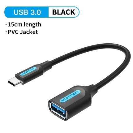 Vention USB C к USB адаптер OTG кабель Type C к USB 3,0 2,0 Женский Кабель-адаптер для MacBook Pro XIAO-MIJIA Mi 9 Type-C адаптер, USB 3.0 PVC Black