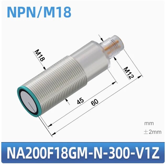 Ультразвуковой датчик расстояния M18 300 мм NPN M18