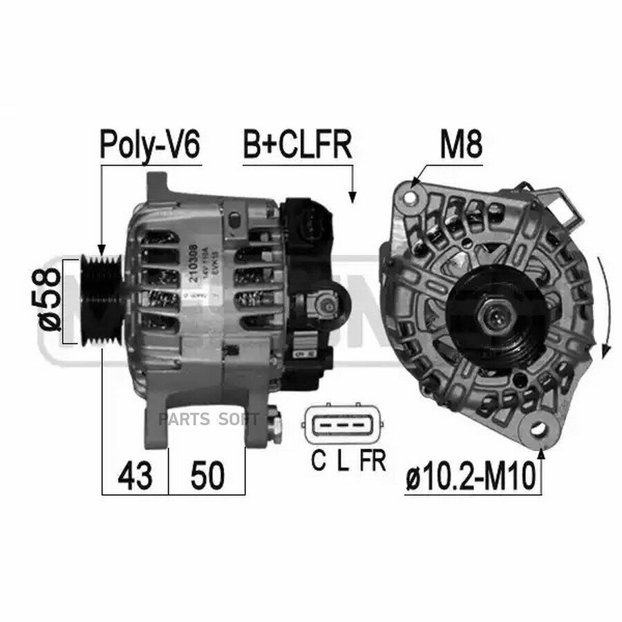 ERA 210308 210308 Генератор\ HYUNDAI SOLARIS KIA CEED/RIO 110A ()
