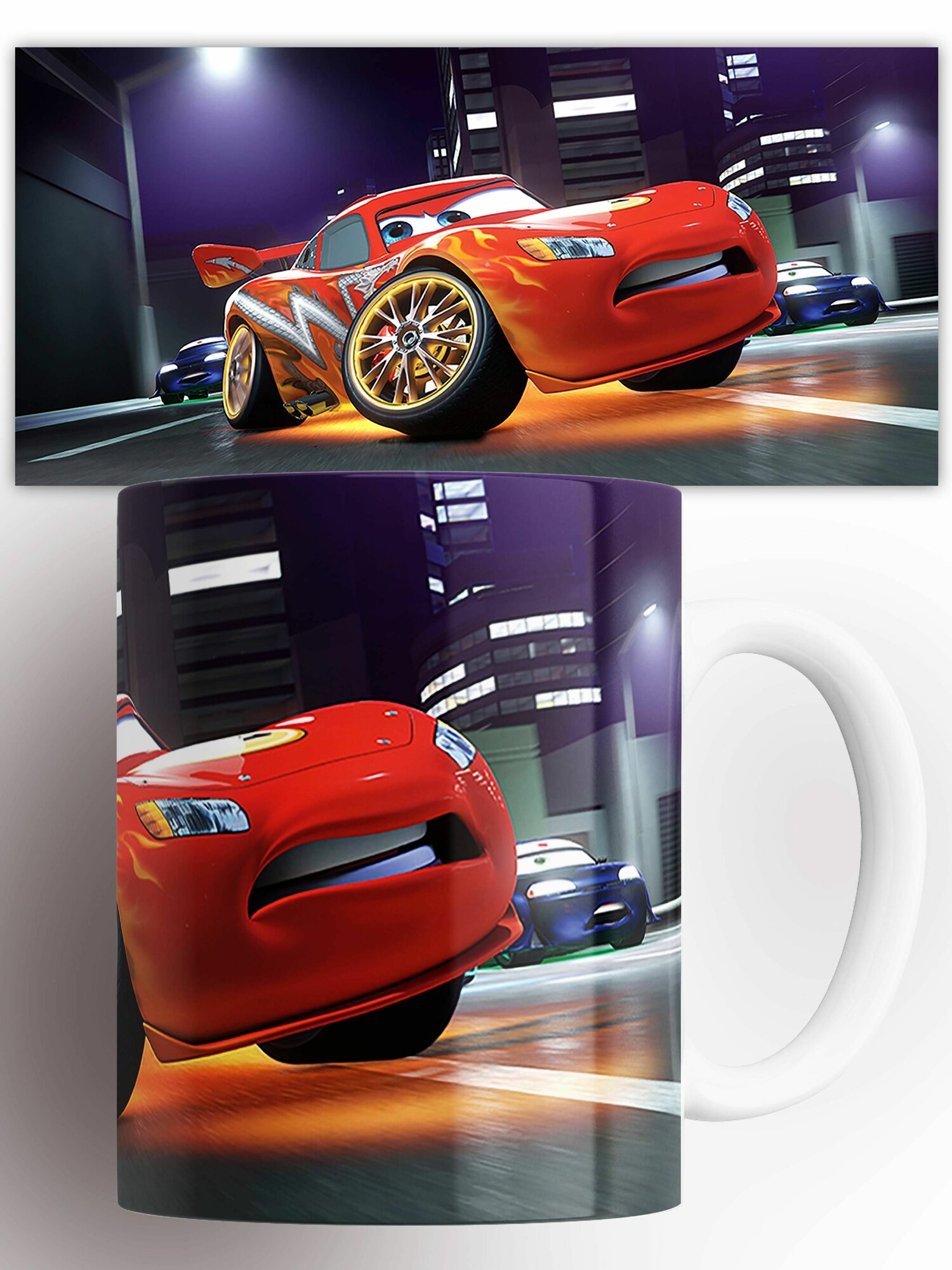 Кружка Тачки Молния Маккуин Lightning McQueen мультфильм детская с принтом 330 мл