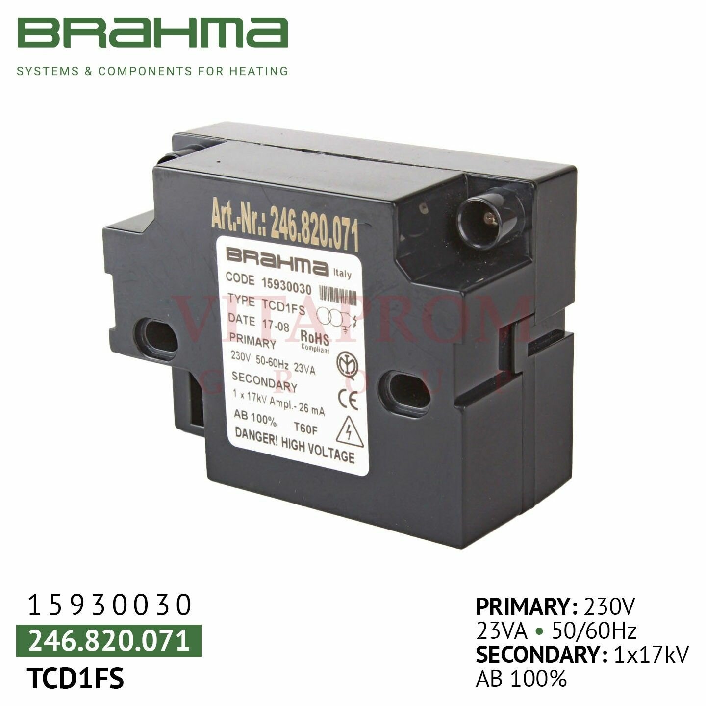 Трансформатор Brahma TCD1FS, 15930030 — фото 1