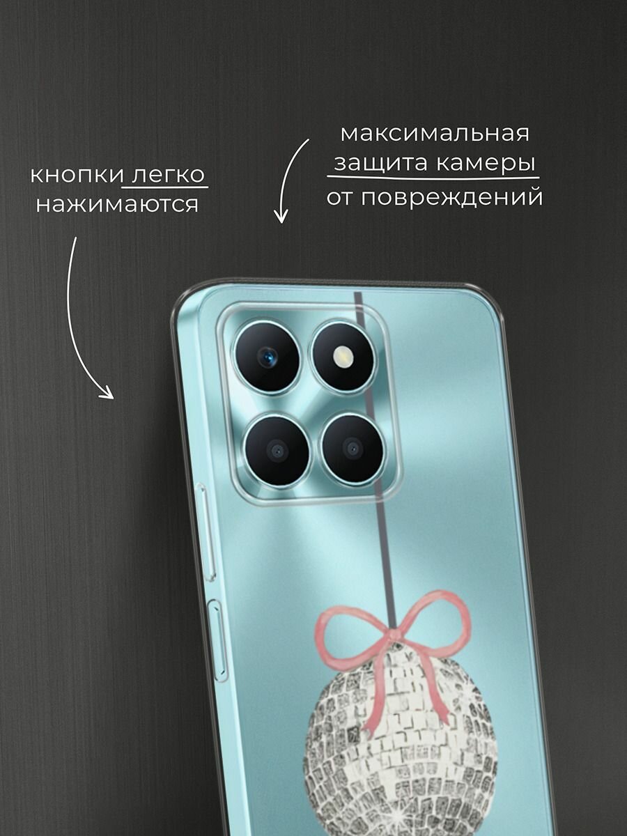 Чехол на Honor X6A / Хонор X6A с принтом Новогодний диско шар, прозрачный — фото 1