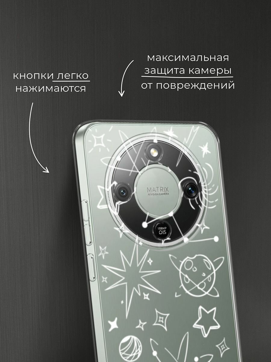 Чехол на Honor X9d / Хонор X9d с принтом Космическая вселенная, прозрачный — фото 1