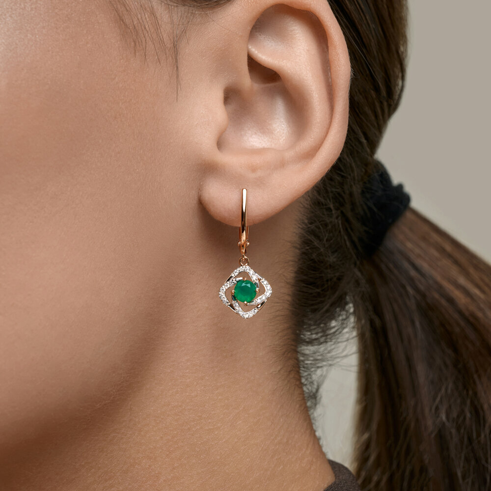 Серьги, красное золото, 585 проба