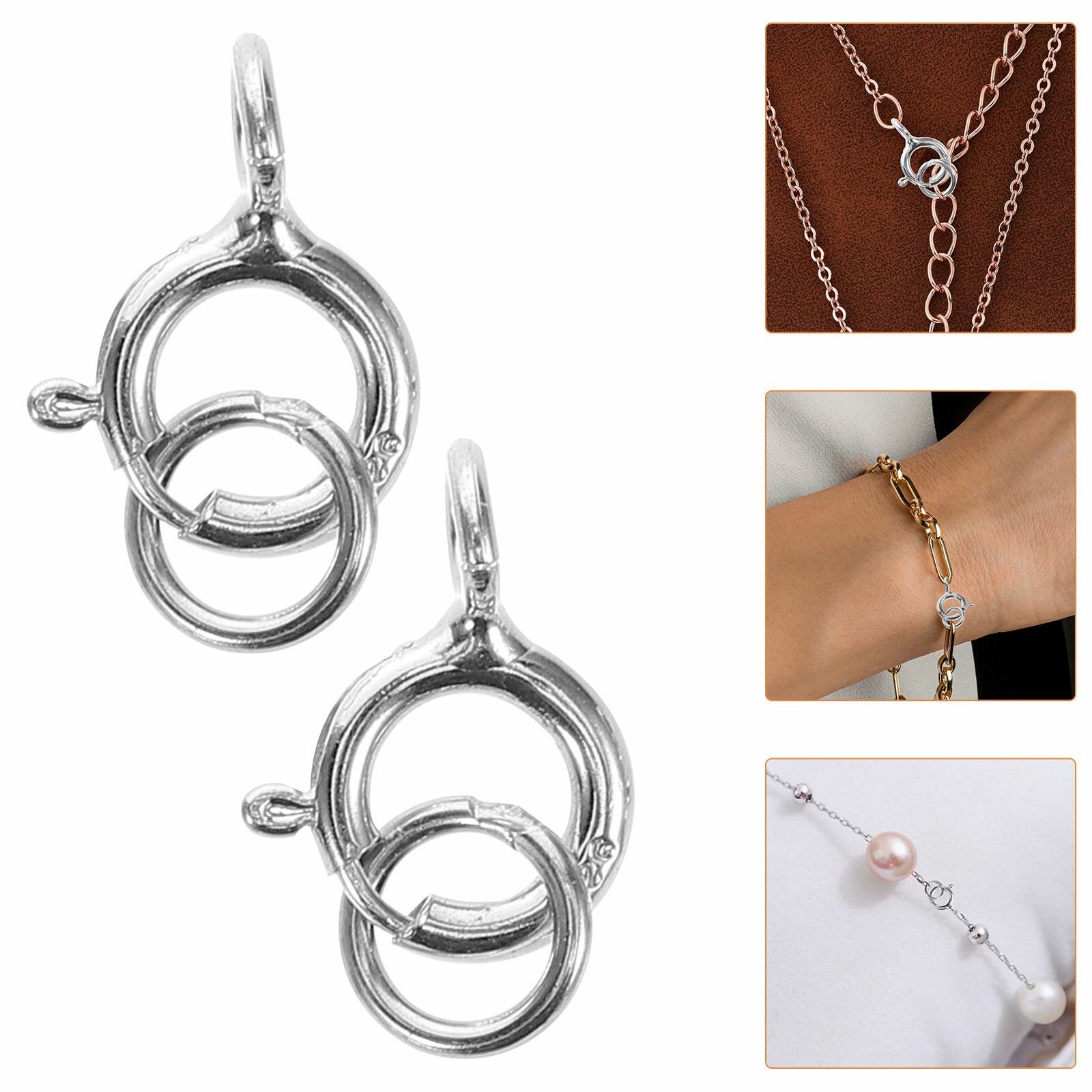 Пружинные застёжки из серебра 925 пробы для браслетов и ожерелий, набор 5 шт надёжные соединители для DIY украшений и жемчужных браслетов