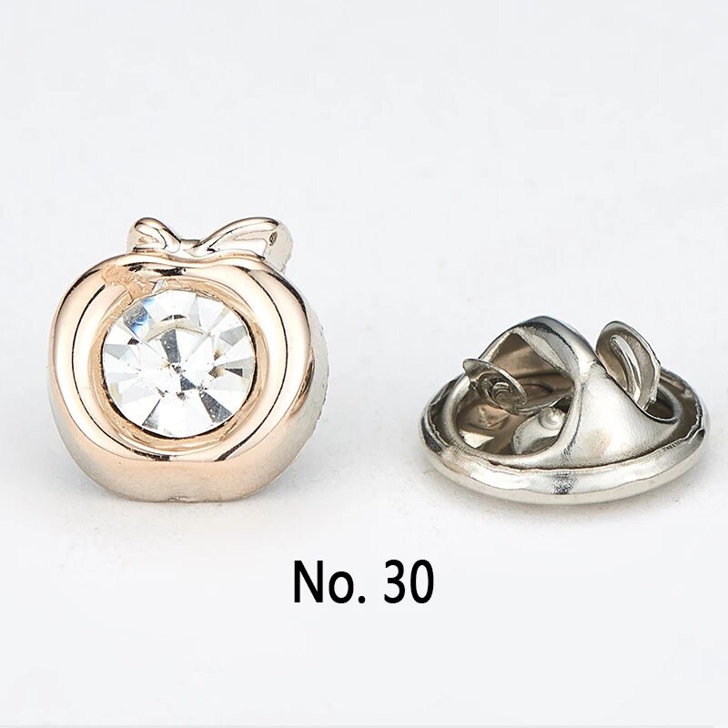 15 шт, брошь с жемчугом, пуговицы без шитья, мгновенные съемные пуговицы, булавки, rhinestone 30N