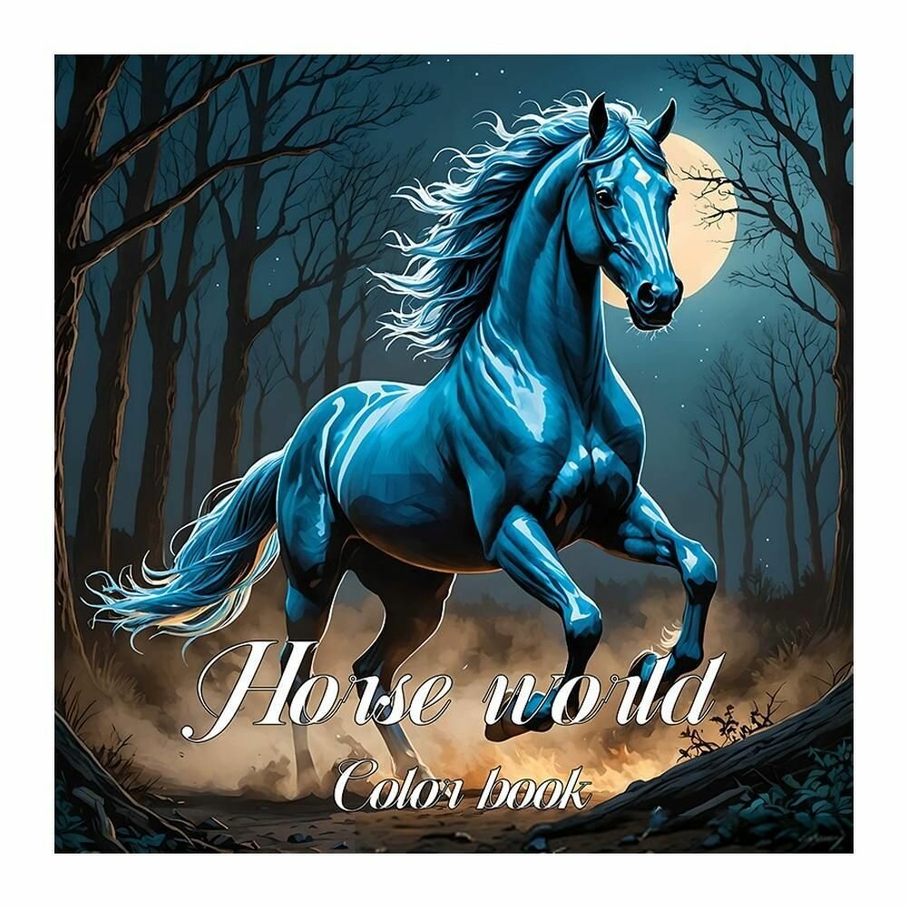 Раскраска с лошадьми, 20x20 см, идеально подходит для творческого отдыха и увлекательного творчества.