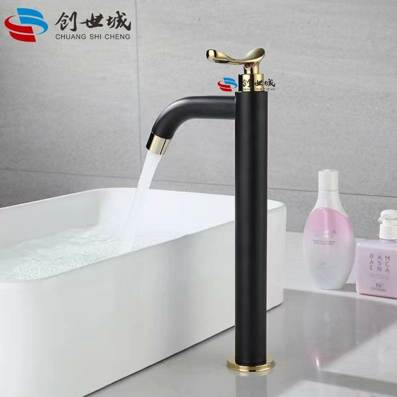 2025 Скандинавский смеситель для раковины из нержавеющей стали 304, черный и золотой, одинарный холодный смеситель для ванной комнаты