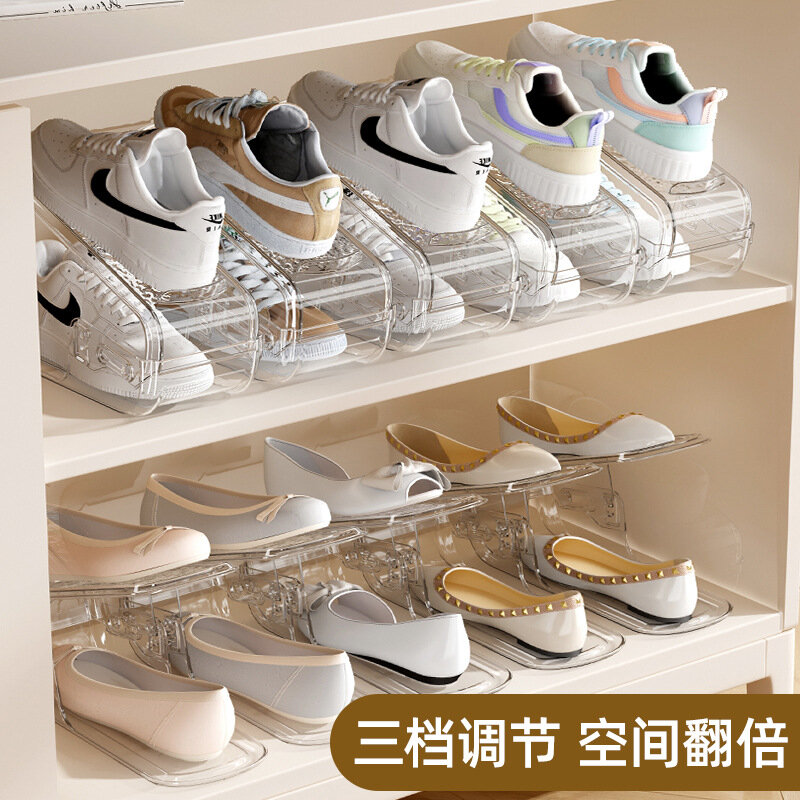 Домашняя двухъярусная обувная полка, обувной шкаф, хранение обуви, экономия пространства, домашнее хранение обуви, двухъярусный пластиковый органайзер для обуви