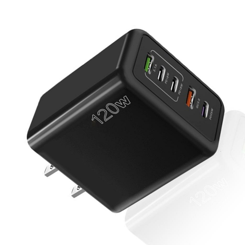 Зарядное устройство 120 Вт, 2 USB + 3 Type-C, Черный - US