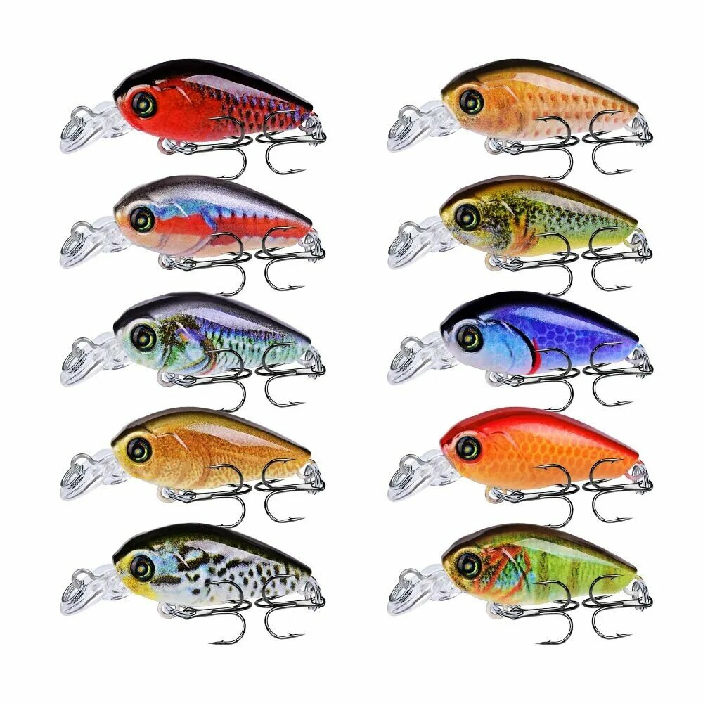 10 шт. Микро Кренкбейт CR0031A-J Плавающая рыболовная приманка Topwater Hard Wobbler Mini Bait 4,7 см-4 г