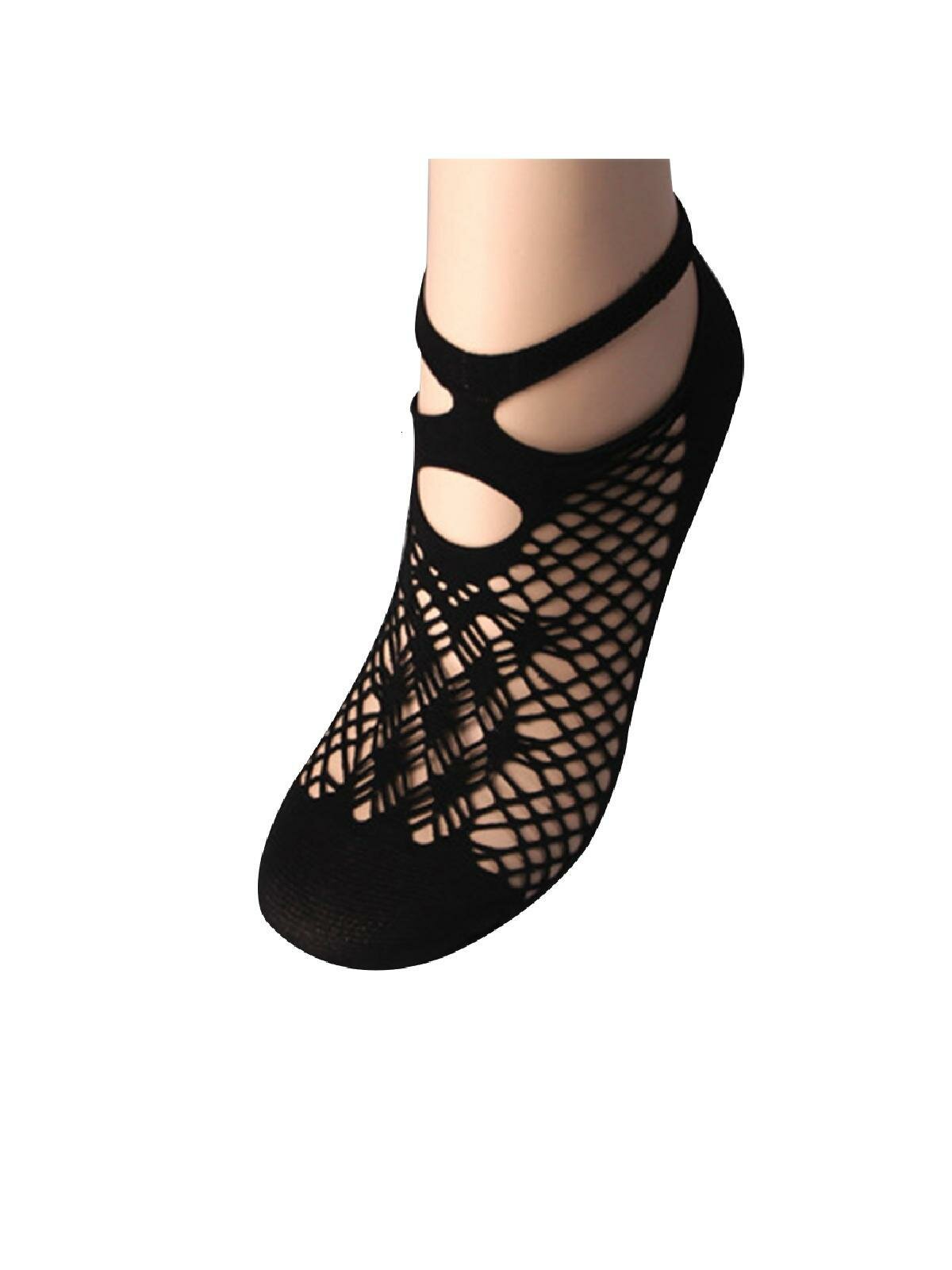Женские черные ажурные летние короткие носки, черный 1 - Один размер