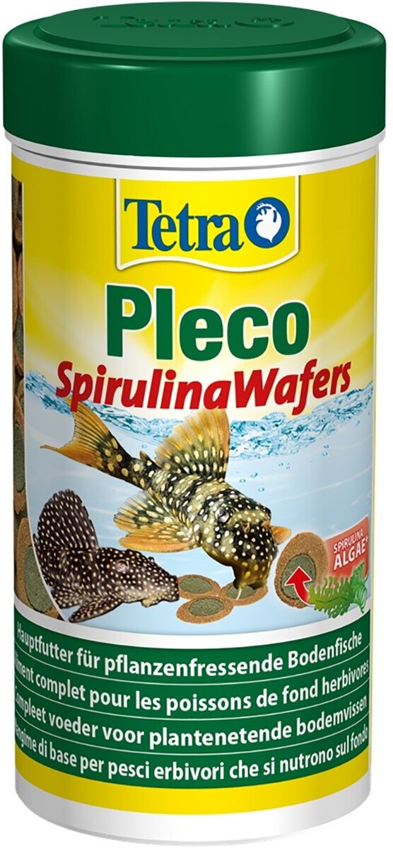 TETRA PLECO SPIRULINA WAFERS корм чипсы для растительноядных донных рыб (250 мл)