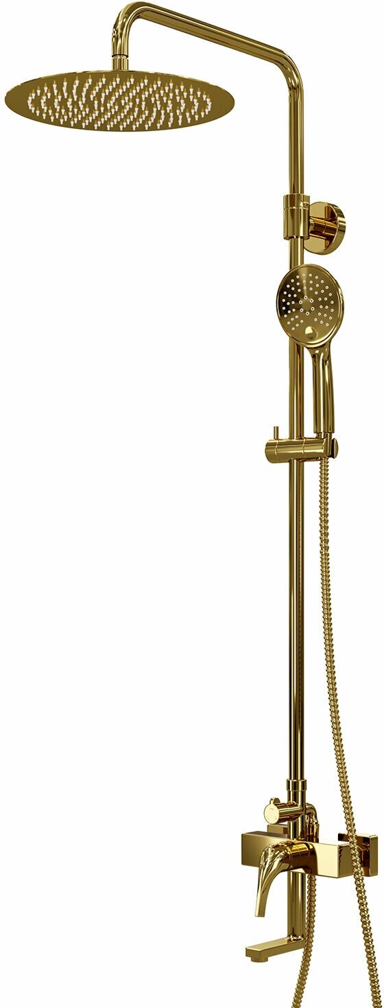 Душевая система WasserKRAFT Sauer (A17101) с изливом для ванны, глянцевое золото