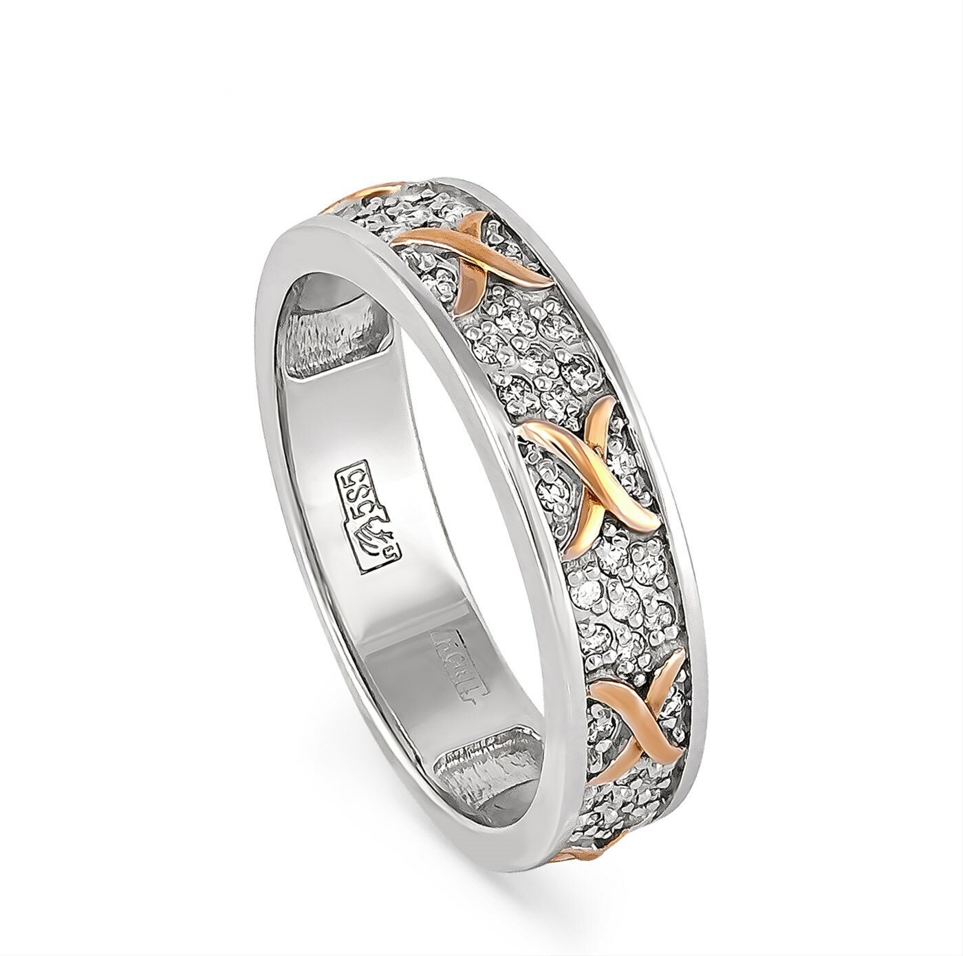 Кольцо обручальное, золото, 585 проба, бриллиант