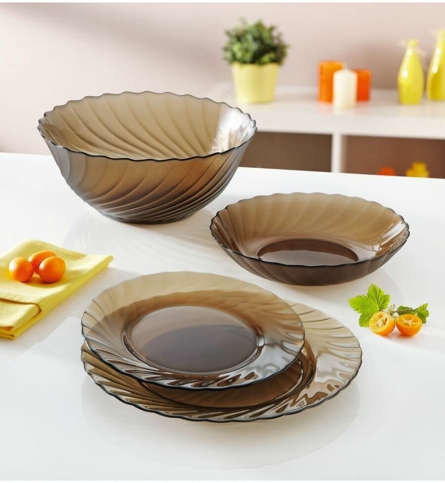 Столовый набор океан эклипс 6 персон 19 предметов Стеклo