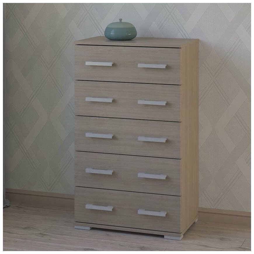 Узкий комод 5 ящиков 60х37.4х101.6 см. МагМебель 96 ясень шимо светлый