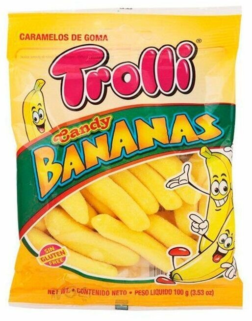 Жевательный мармелад "Trolli" "Бананы", без глютена и лактозы, 100 гр