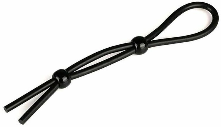 Лассо для пениса. 2 черные бусины.