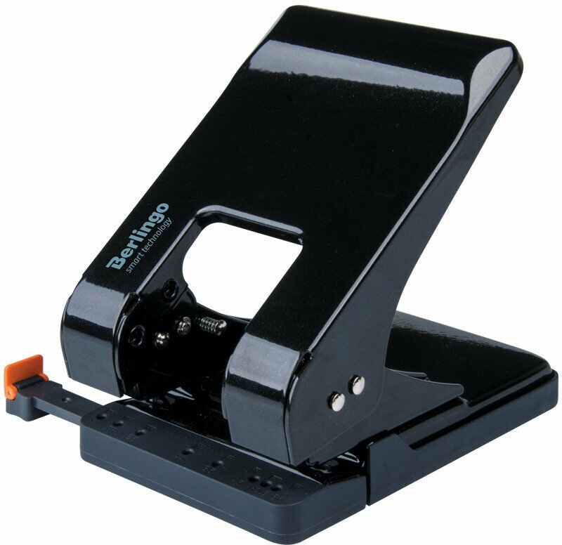 Дырокол энергосберегающий Berlingo "Smart Technology" 45л, металлический, фиксатор, линейка, черный, 254418