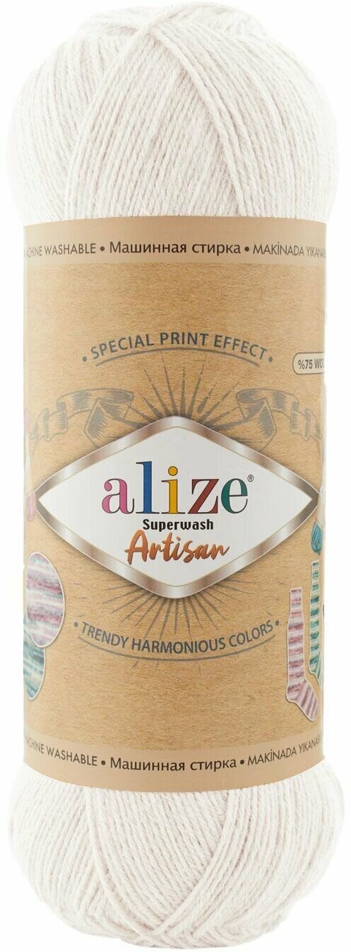 Пряжа Супервош Артисан (Superwash Artisan) упаковка 5 мотков 100 г. 420 м.75% SW шерсть 25% полиамид цвет 55 белый