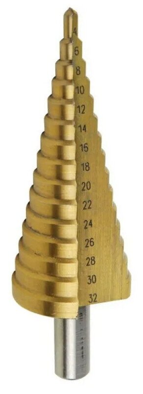 Сверло ступенчатое по металлу 4-32 мм HSS 15 ступеней, 1 шт