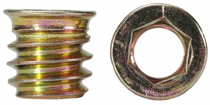 Резьбовая втулка стальная оцинкованная с бортиком M5 L10, 100 шт. Woodwork