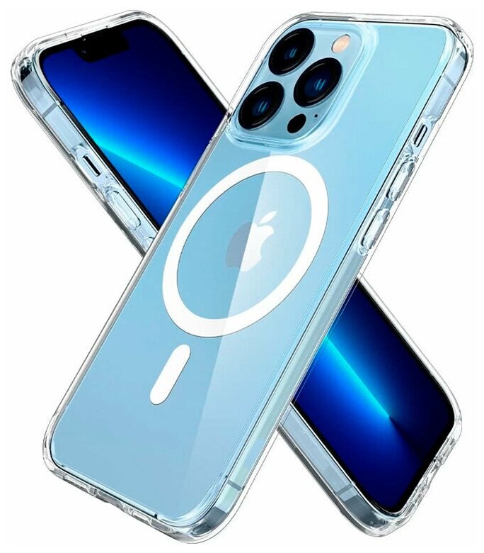 Магнитный силиконовый чехол для iPhone 12/12 Pro с поддержкой Magsafe ударопрочный прозрачный (GCR-CASE), прозрачный, м