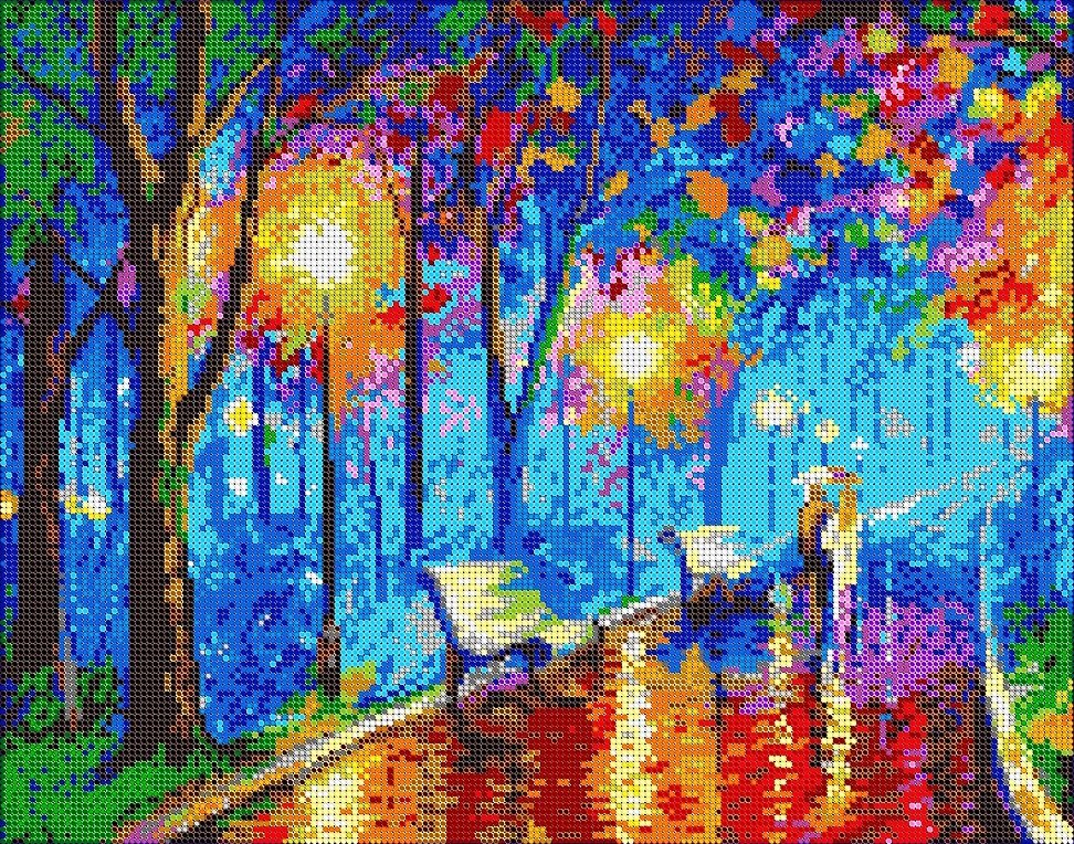 Вышивка бисером картины Прогулка под дождем 30*38см