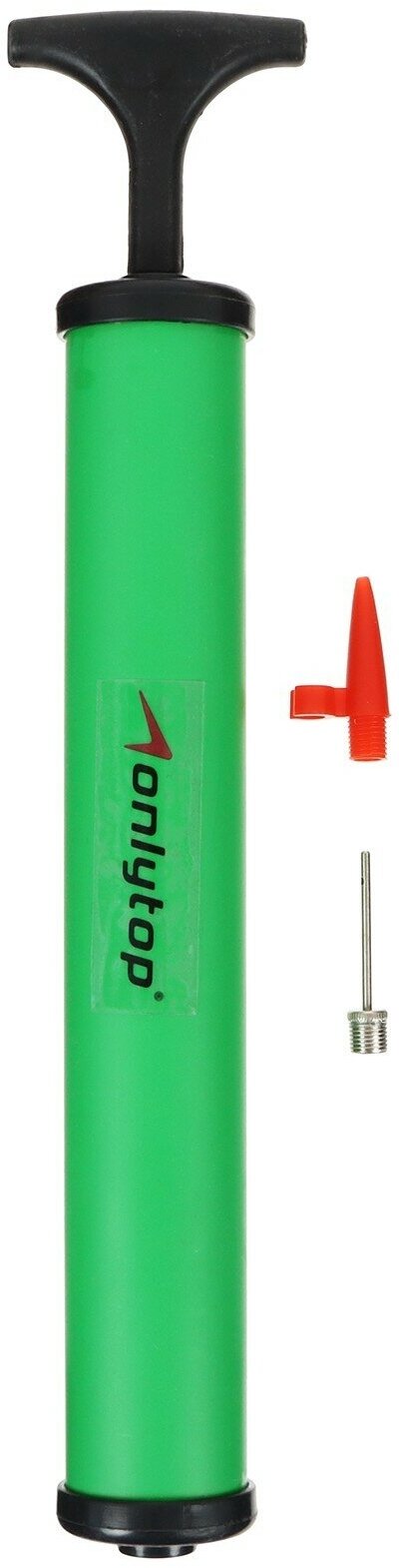 Насос для мячей ONLYTOP, ручной, длина 28 см, 2 насадки, цвет микс