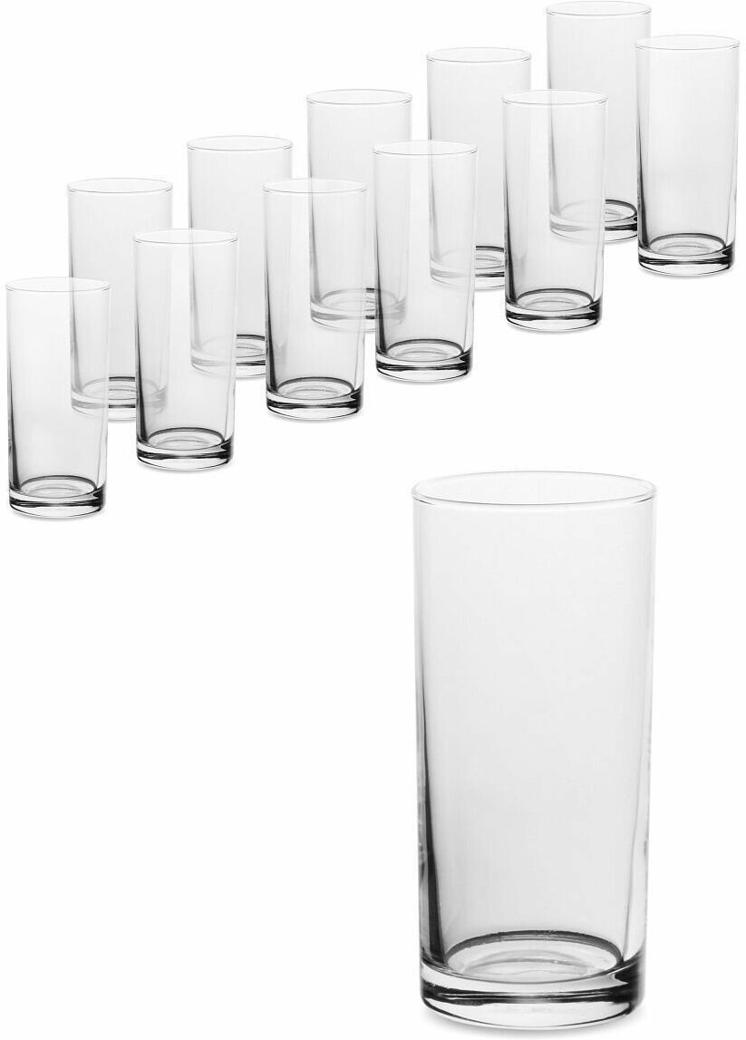 Стаканы 290 мл стеклянные высокие набор 12 шт.