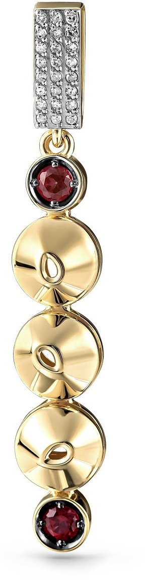 Подвеска, желтое золото, 585 проба, бриллиант, топаз