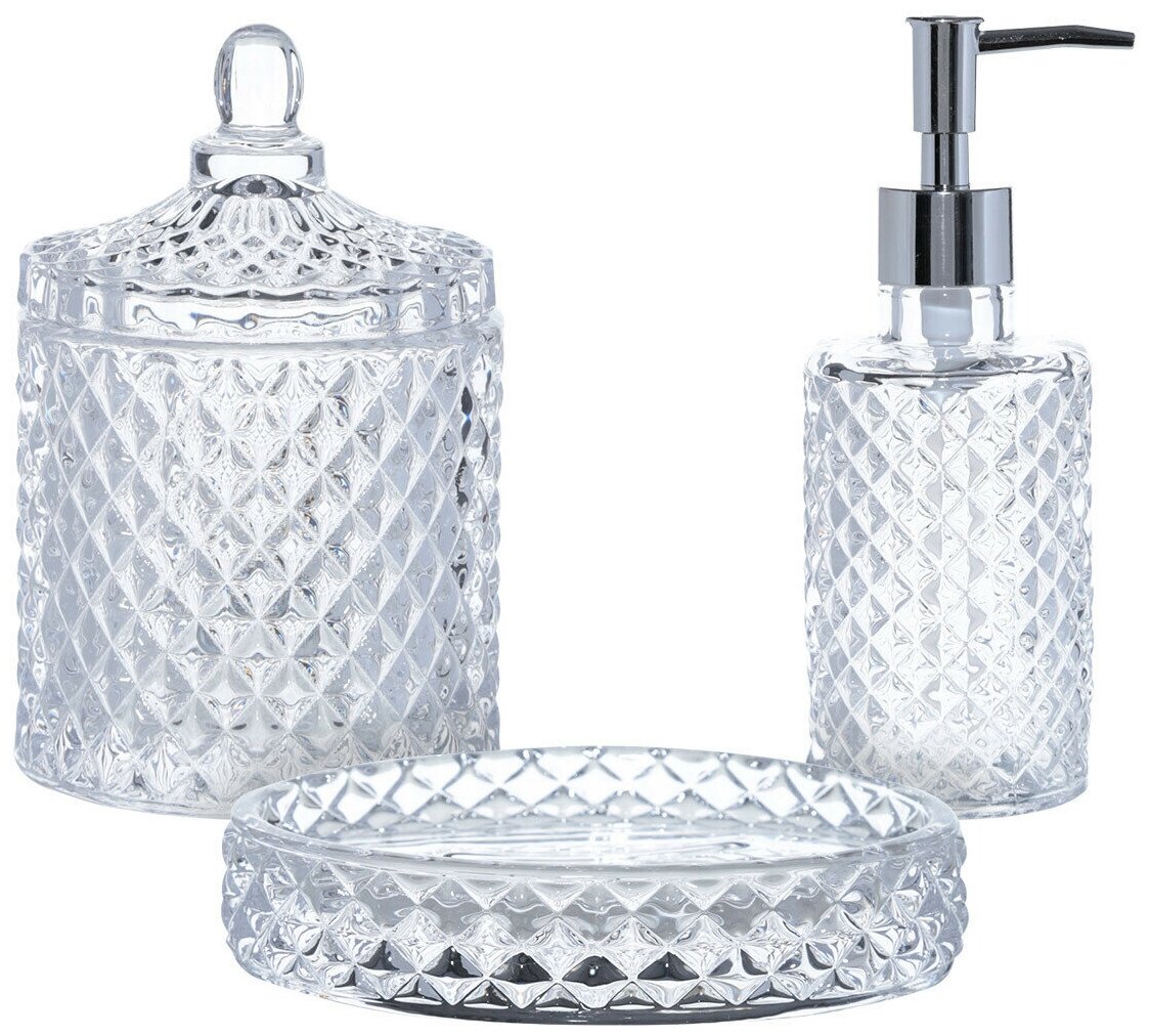 Набор для ванной, 3 пр, стекло/пластик, Naiad, Kuchenland