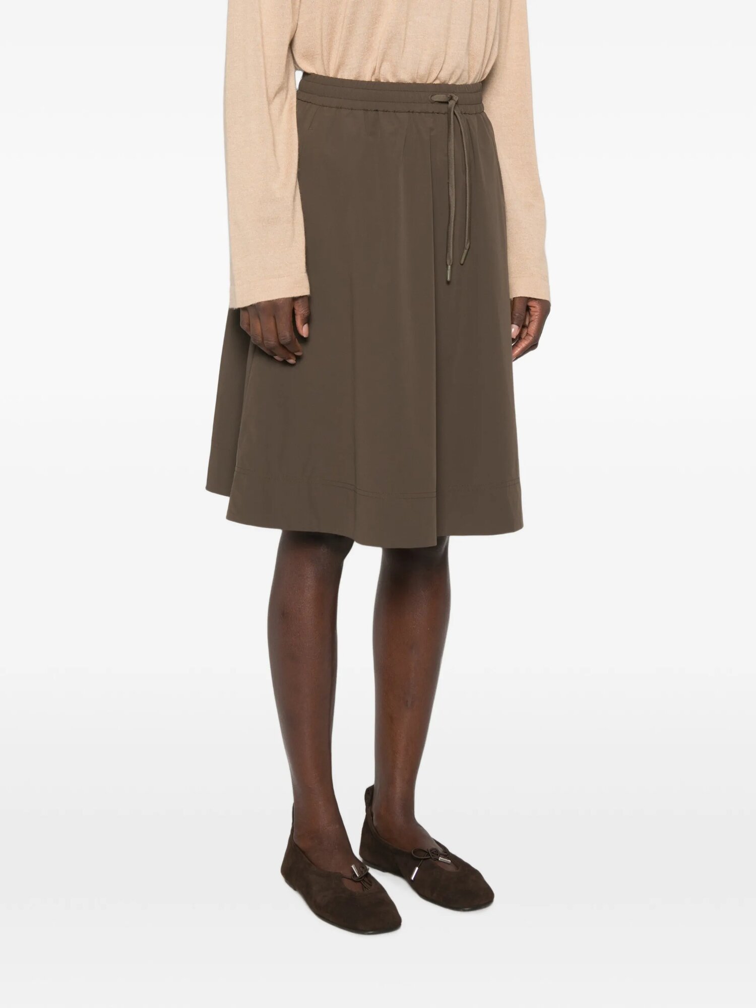 Юбка Herno Drawstring A-line midi skirt, размер 46, коричневый — фото 1