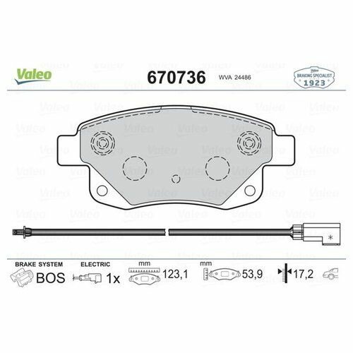 Комплект задних тормозных колодок TRANSIT V347 2.2 2.4 3.2 TDCI 07/06 >11 >6C112M008AC Valeo 670736 для Ford TRANSIT