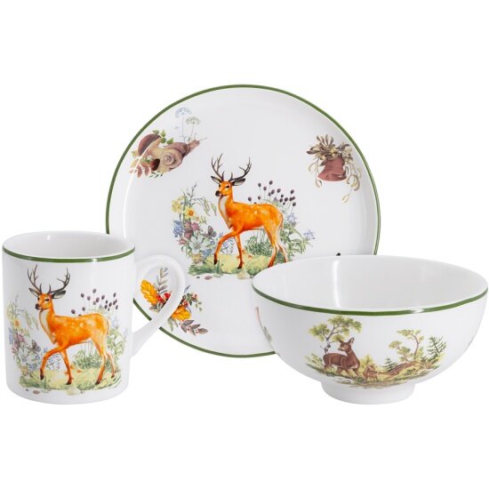 Набор из 3-х предметов Imari тарелка 18 см, салатник 13 см, кружка 0.2 л "Олени" IM-B0278-A3851