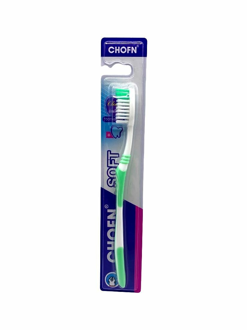 Щетка зубная Chofn Soft с мягкой нейлоновой щетиной / щетка для зубов, зеленая.
