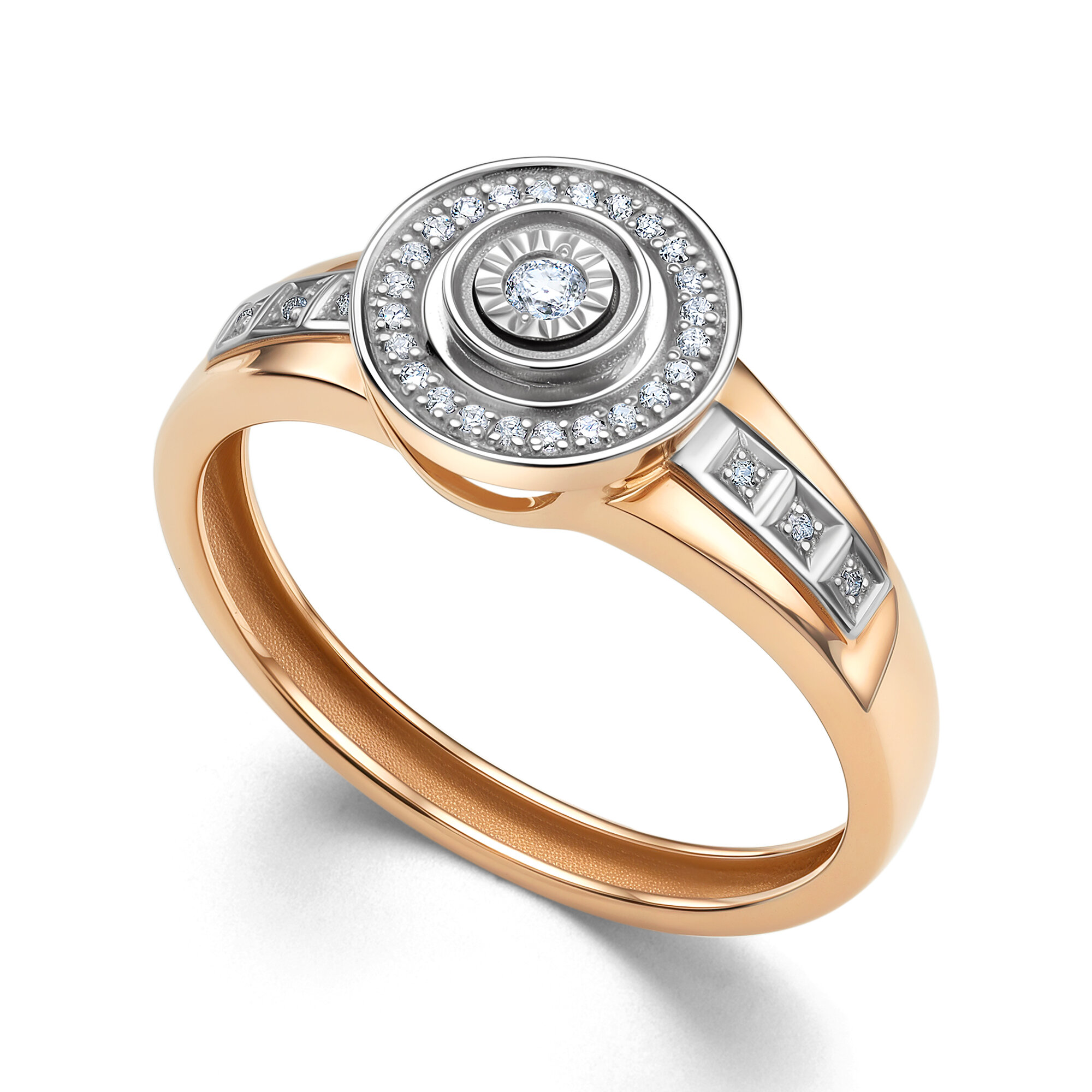 Кольцо, красное золото, 585 проба, бриллиант