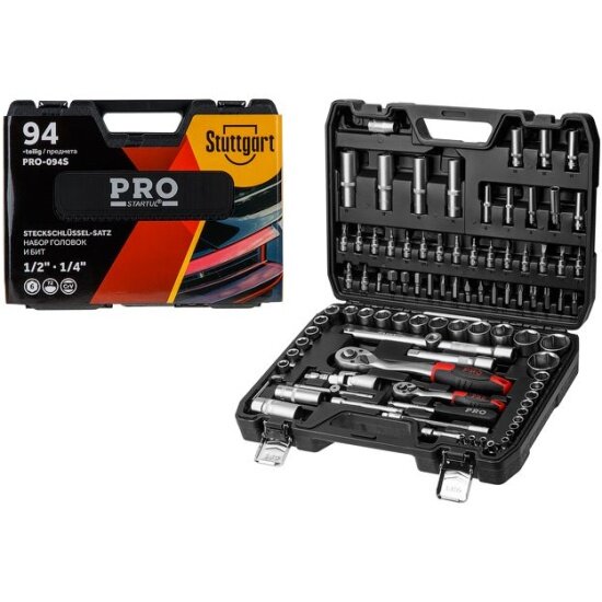 Pro Startul Набор головок и бит 94пр. 1/4",1/2" STUTTGART (PRO-094S) (6 граней)